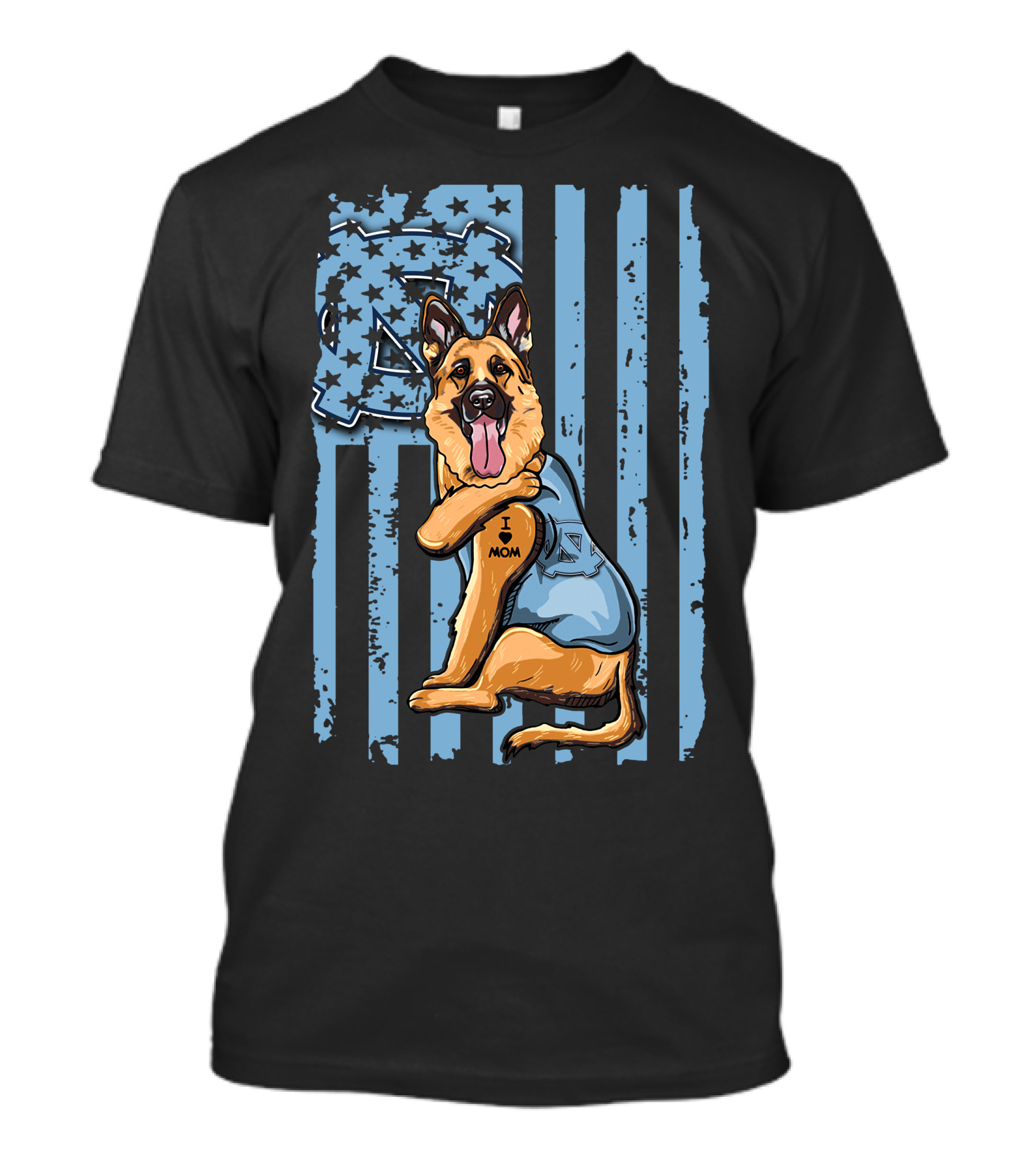 German Shepherd I Love Mom North Carolina Tar Heels T-Shirt