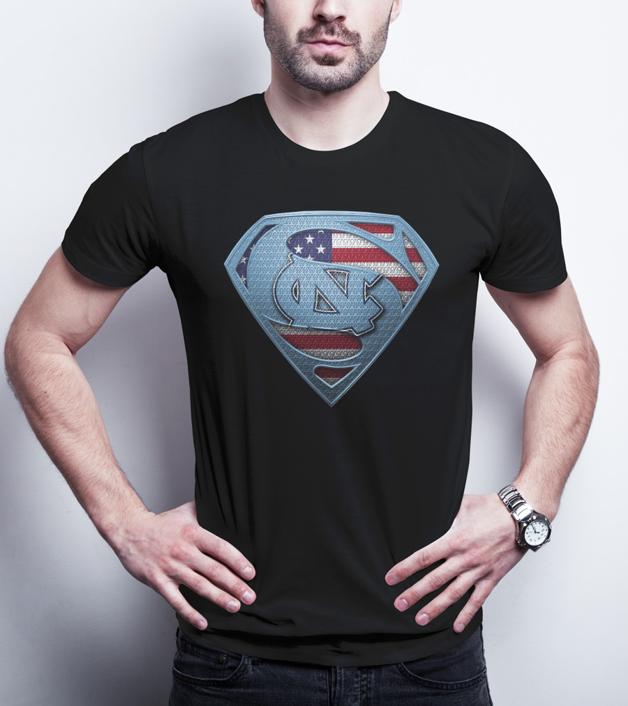 North Carolina Tar Heels American Flag Superhero T-Shirt