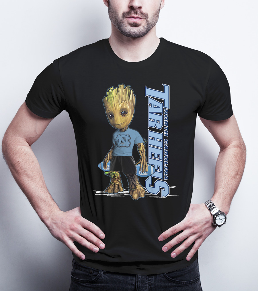 Groot North Carolina Tar Heels Basketball Fan With UNC T-Shirt