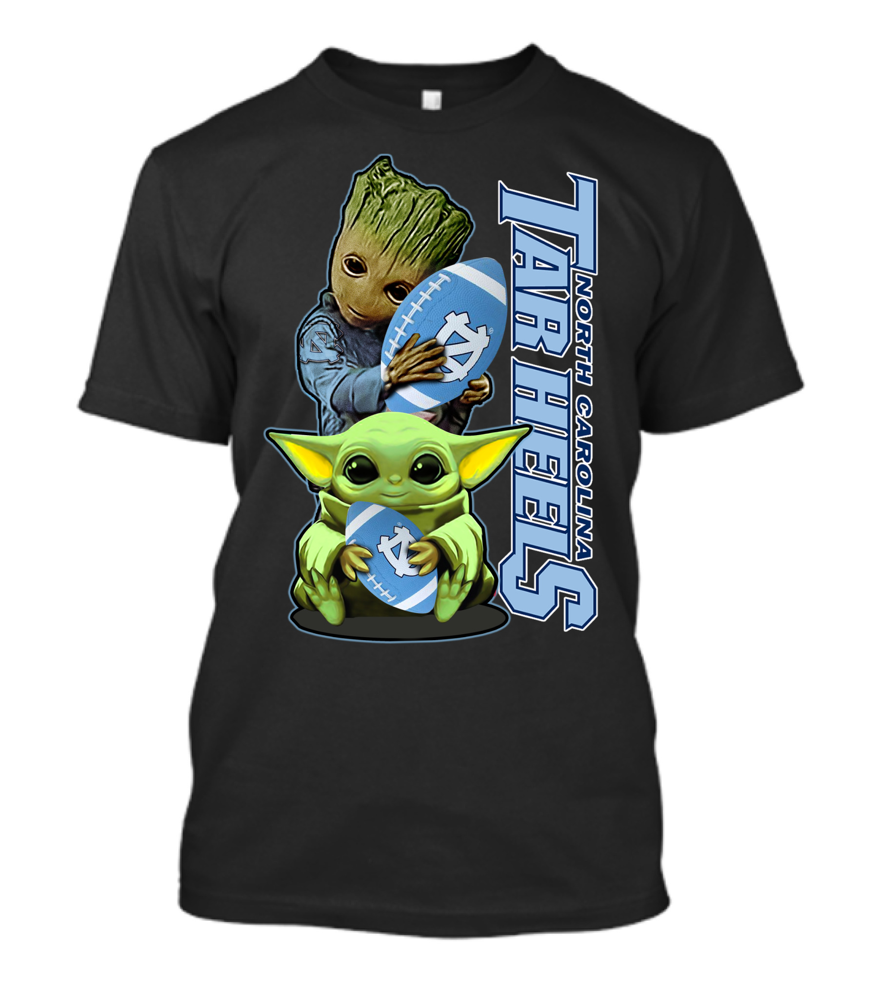 Grzd Baby Alien Groot Holding North Carolina Tar Heels Football T-Shirt