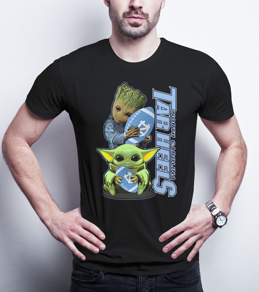 Grzd Baby Alien Groot Holding North Carolina Tar Heels Football T-Shirt
