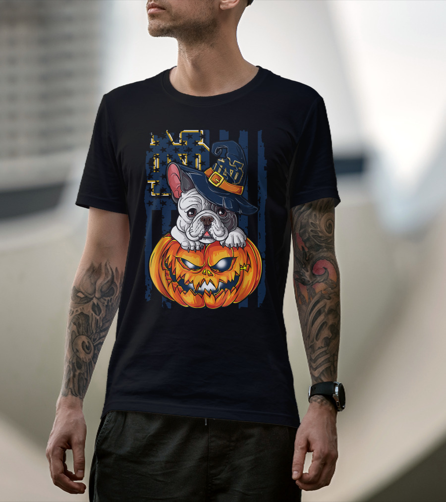 Notre Dame Bulldog Halloween Pumpkin T-Shirt