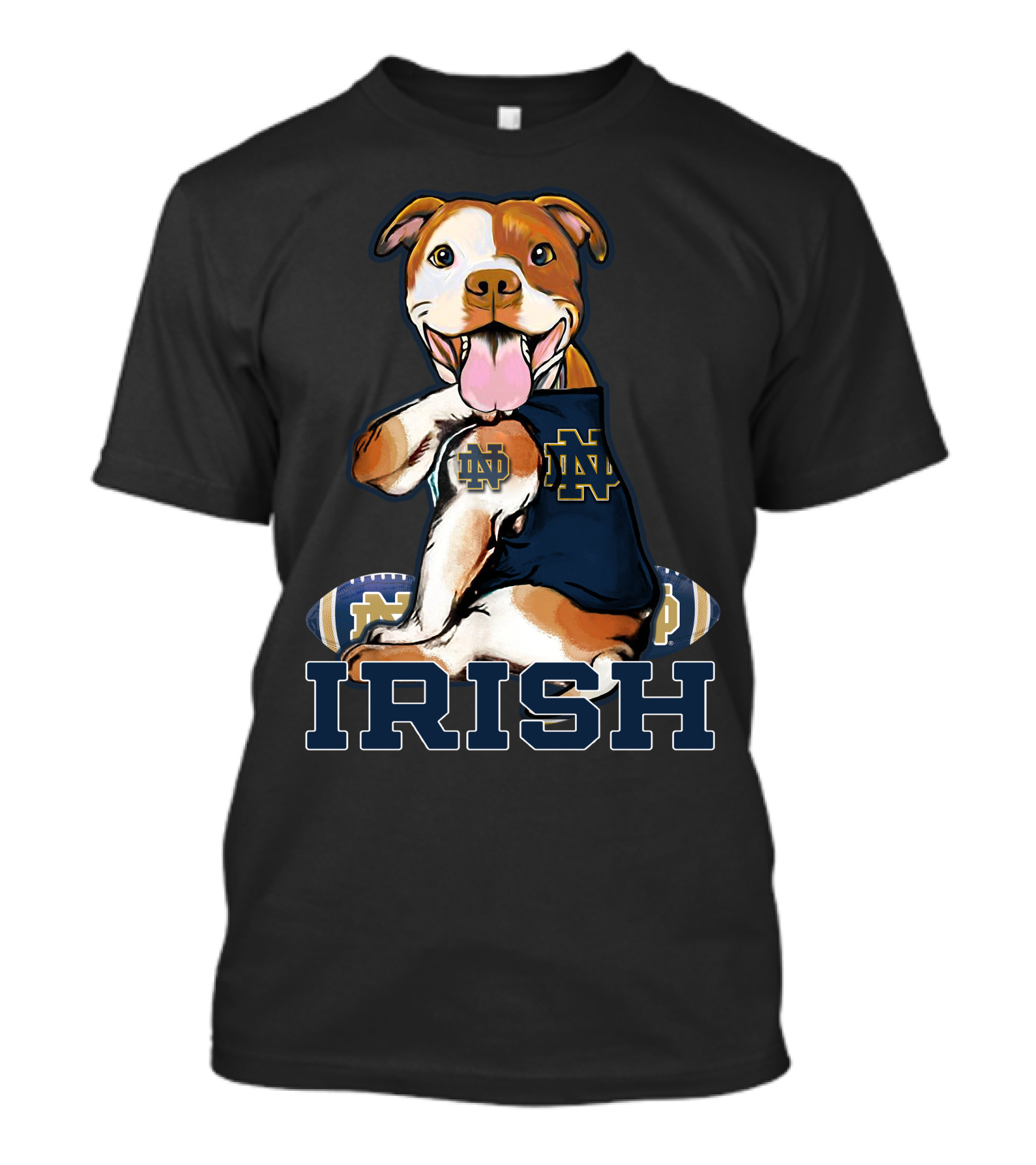 Notre Dame Fighting Irish Pittbull With Football And ND T-Shirt