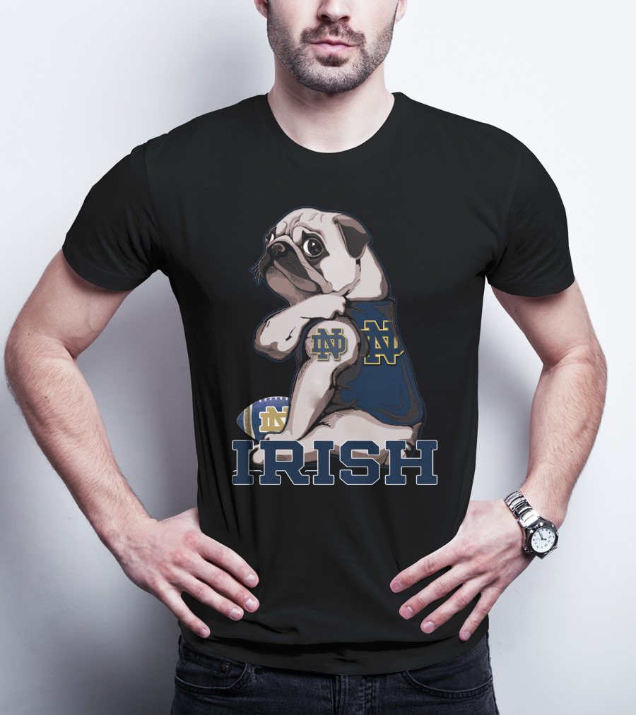 Pug In Notre Dame ND Irish Football Gear T-Shirt