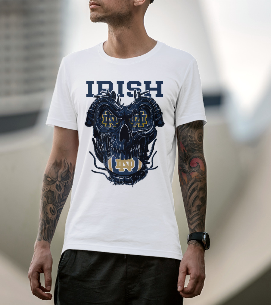 Dragonskull Notre Dame Irish ND Football Skull T-Shirt