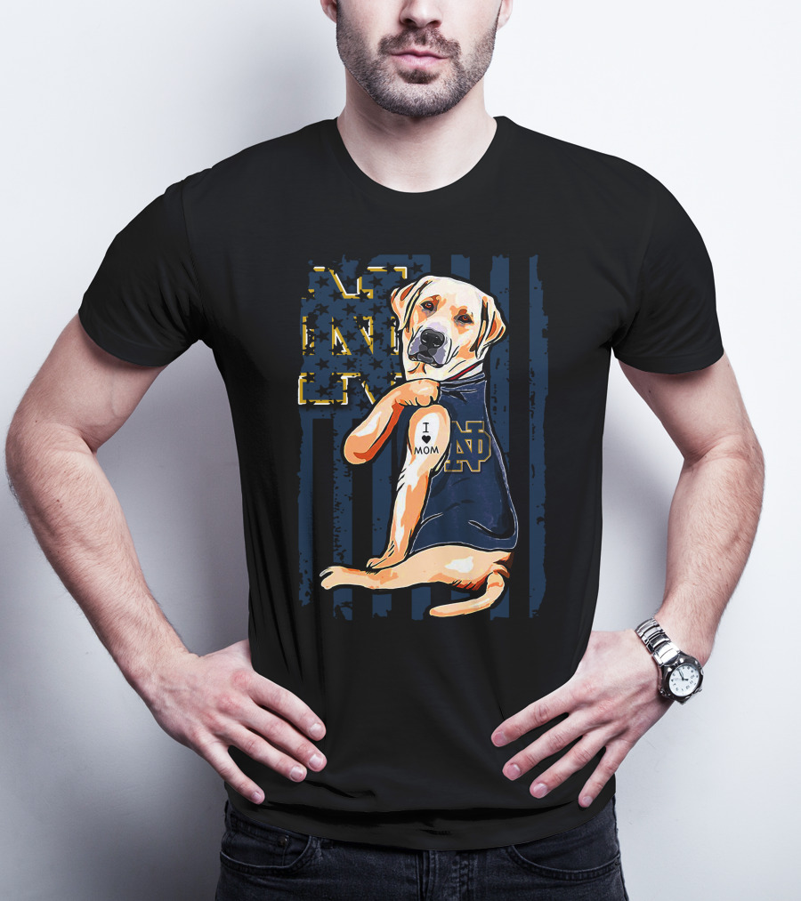 Notre Dame Fighting Irish Labrador Retriever I Love Mom T-Shirt