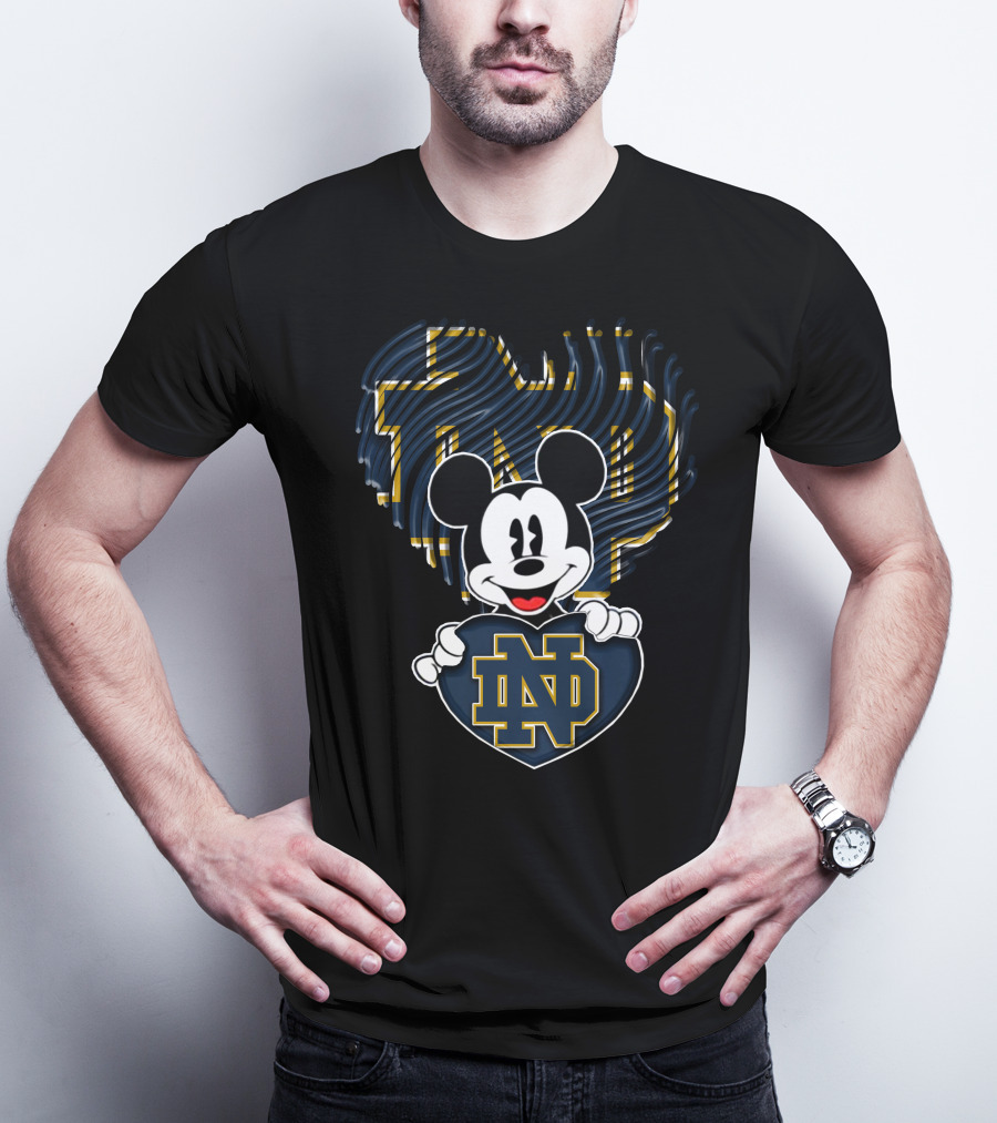 Notre Dame Fighting Irish Mickey Holding ND Heart T-Shirt