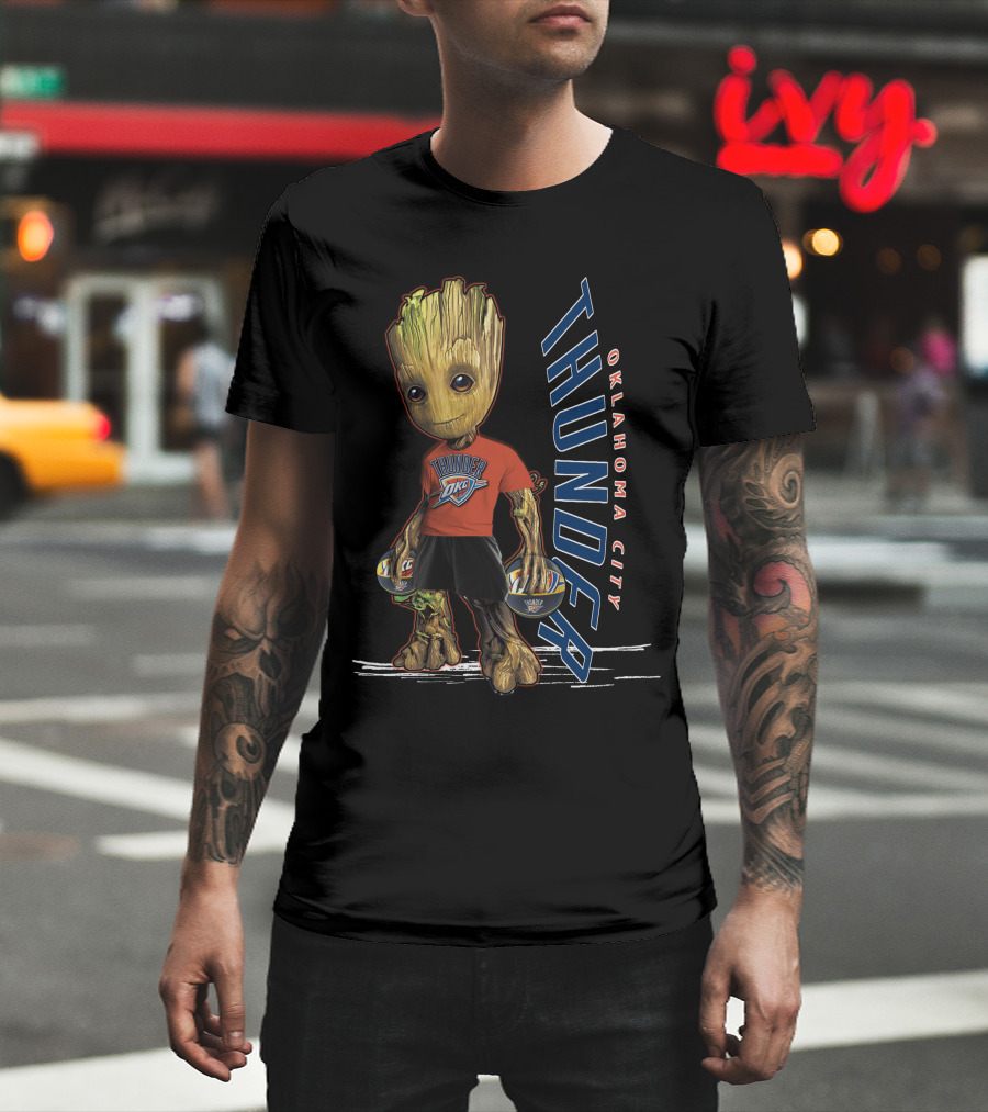 Groot Holding Oklahoma City Thunder Basketballs T-Shirt