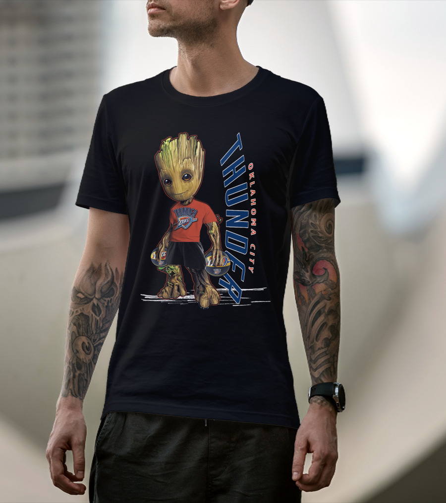 Groot Holding Oklahoma City Thunder Basketballs T-Shirt