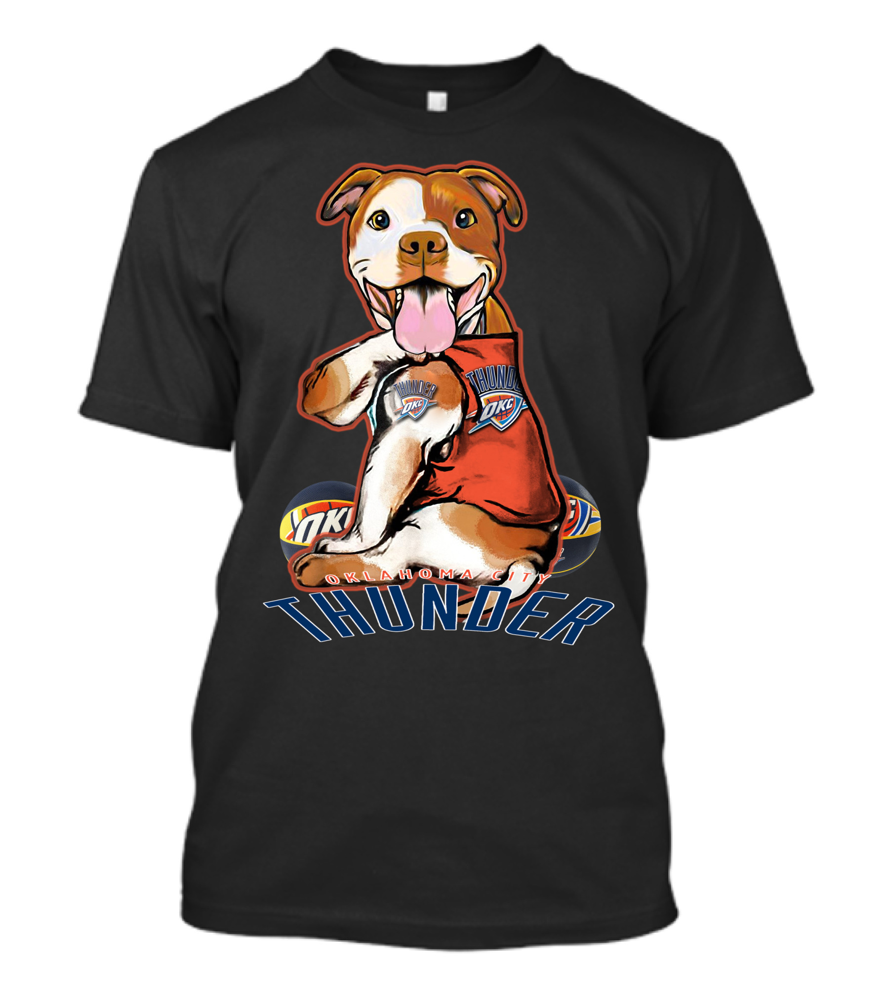Oklahoma City Thunder Pitbull Dog OKC Basketball T-Shirt
