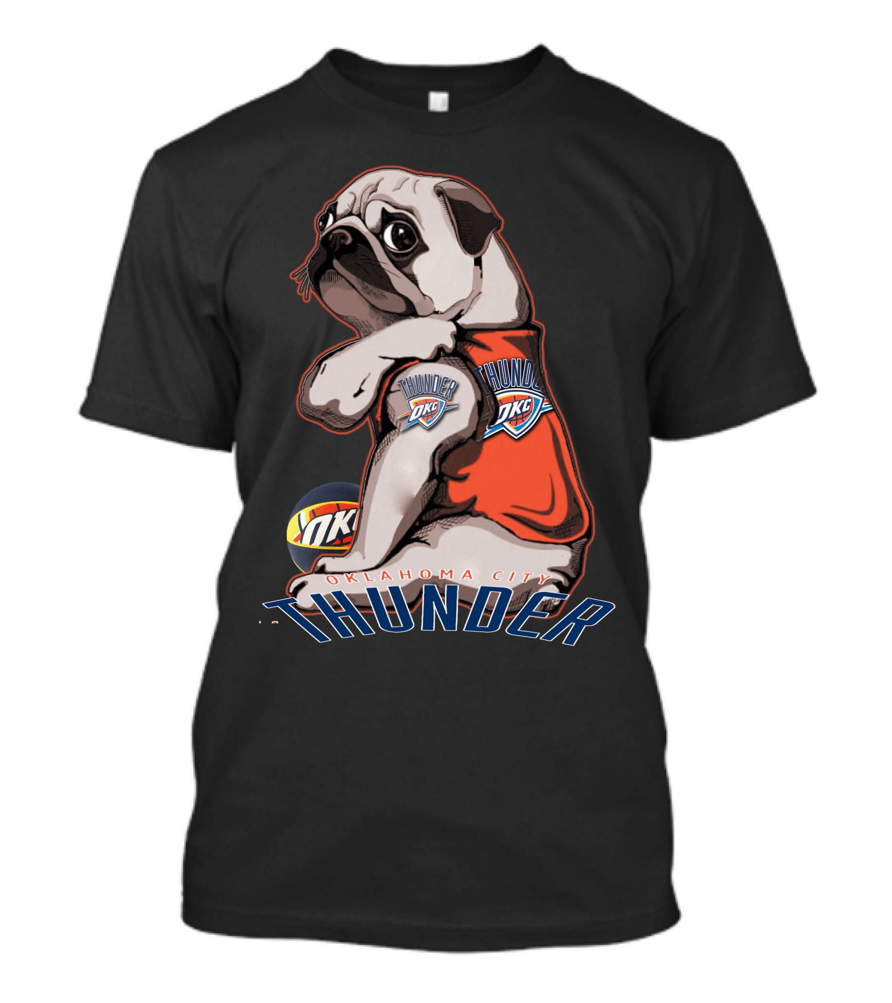 Oklahoma City Thunder Pug With DKC Thunder T-Shirt
