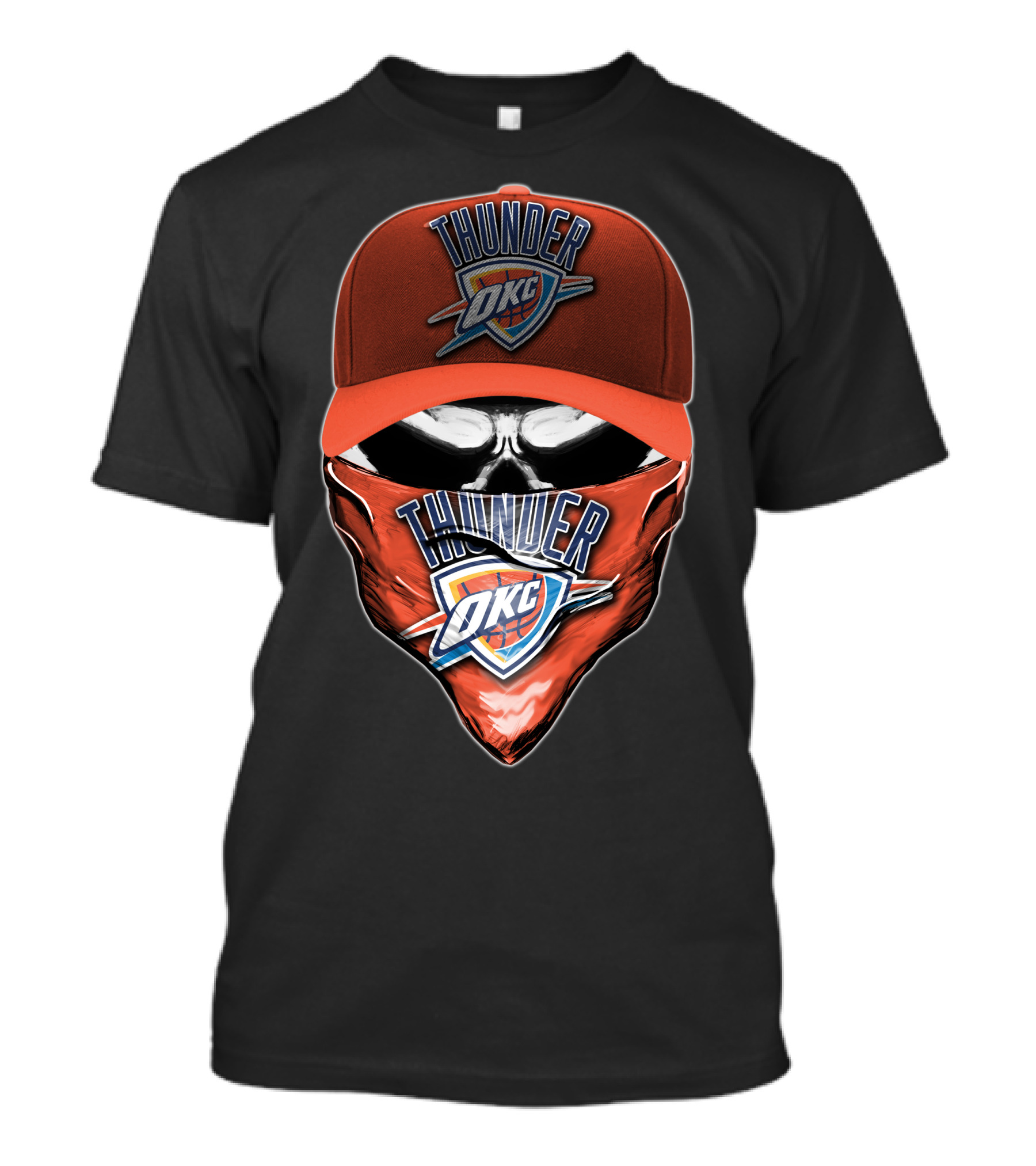 Thunder OKC Skull Basketball Fan Mask T-Shirt