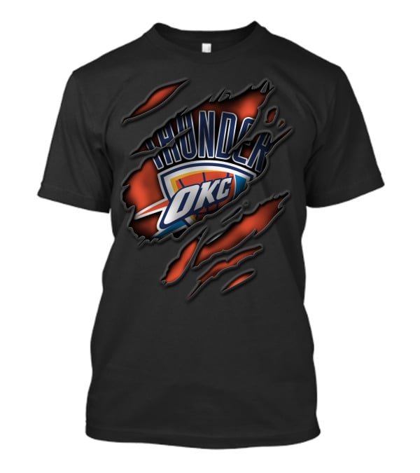 Torn OKC Thunder Logo Ripped T-Shirt