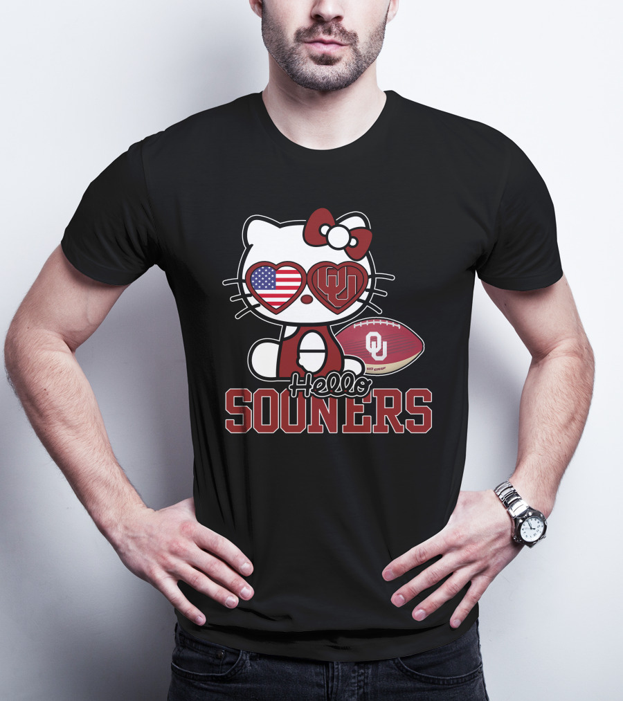 Hello Kitty Oklahoma Sooners Football American Flag T-Shirt