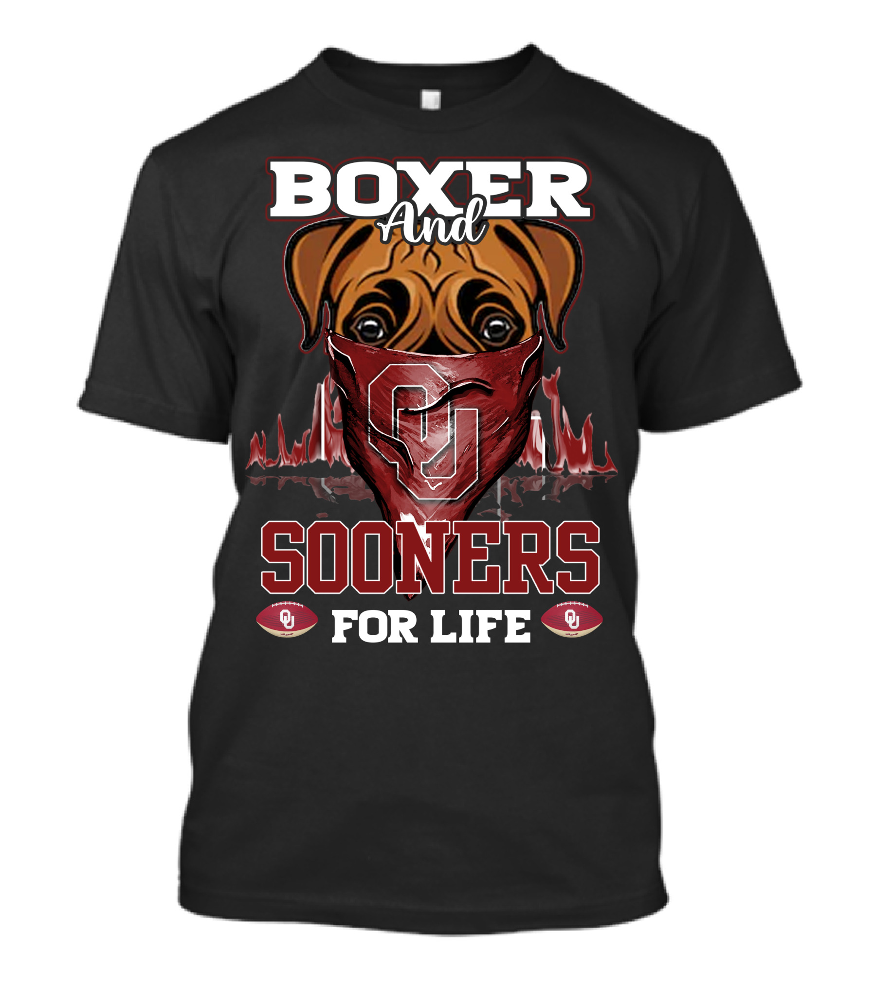 Boxer And Sooners For Life Oklahoma OU Football Dog Fan T-Shirt