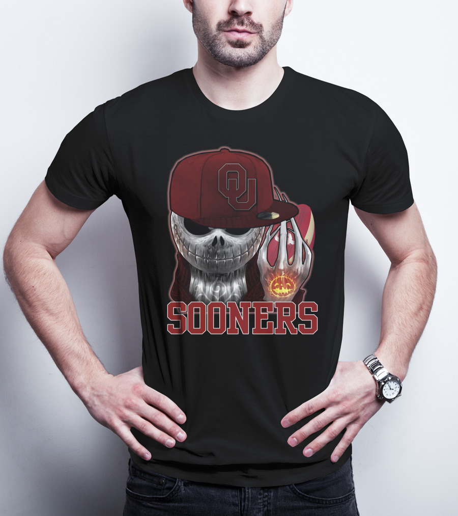 Jackskull Oklahoma Sooners Halloween Skeleton Pumpkin T-Shirt