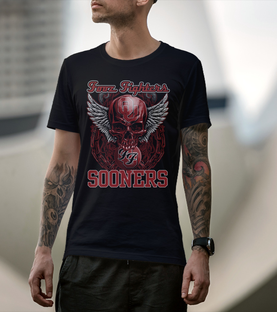 Foo Fighters OU Sooners Skull Wings T-Shirt