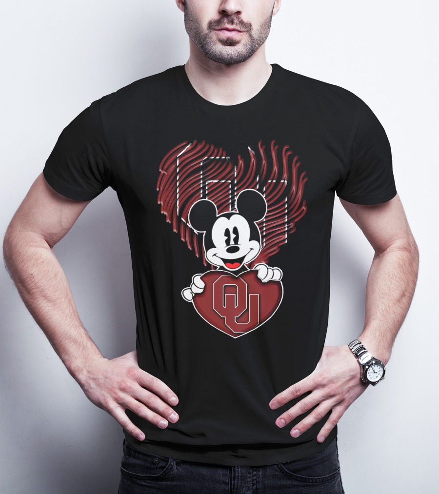 Mick Oklahoma Sooners Heart OU Mickey T-Shirt