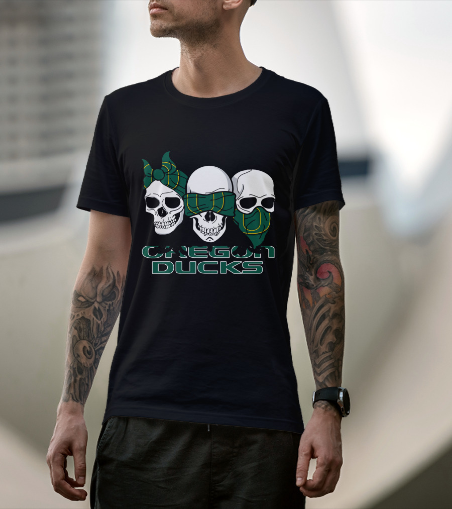 3 Skull Oregon Ducks Bandana T-Shirt