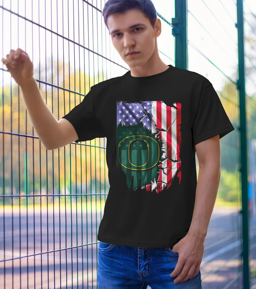 American Flag Oregon Ducks T-Shirt