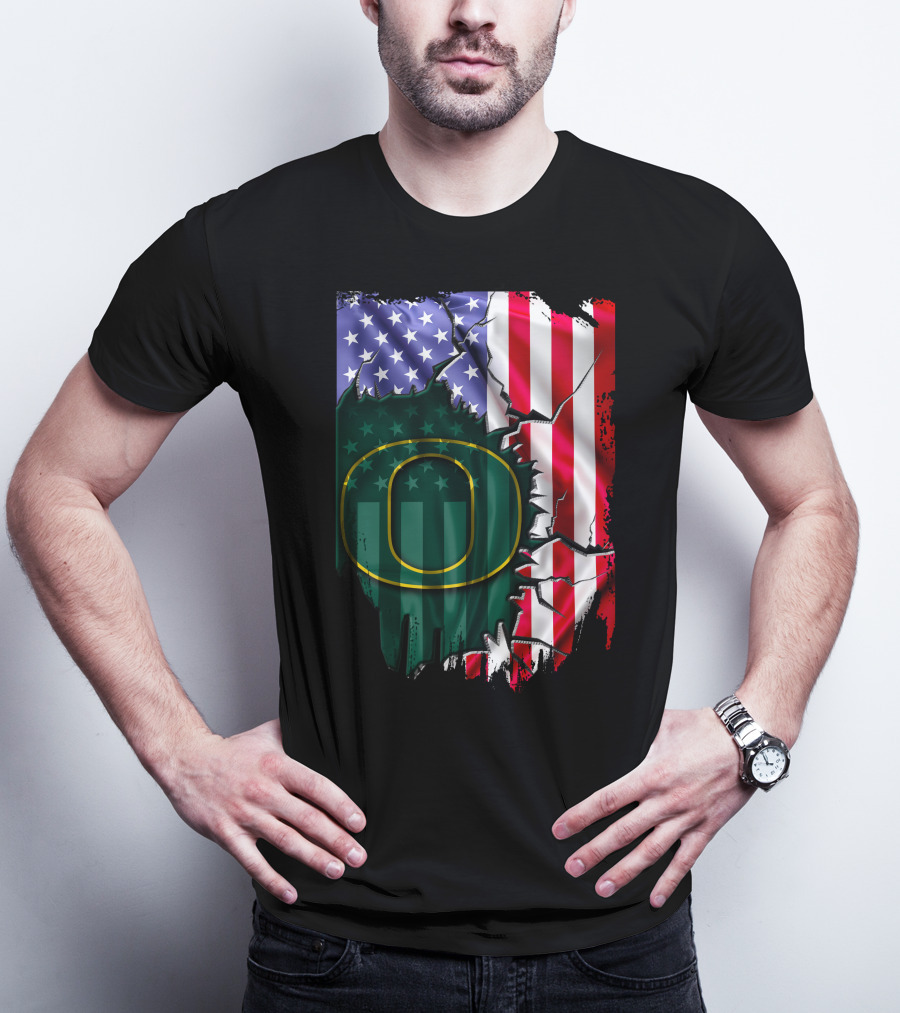 American Flag Oregon Ducks T-Shirt