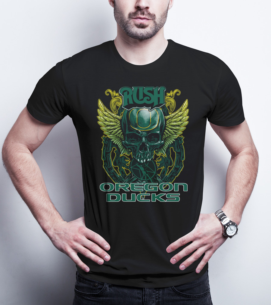 Rush Oregon Ducks Winged Skull Emblem T-Shirt