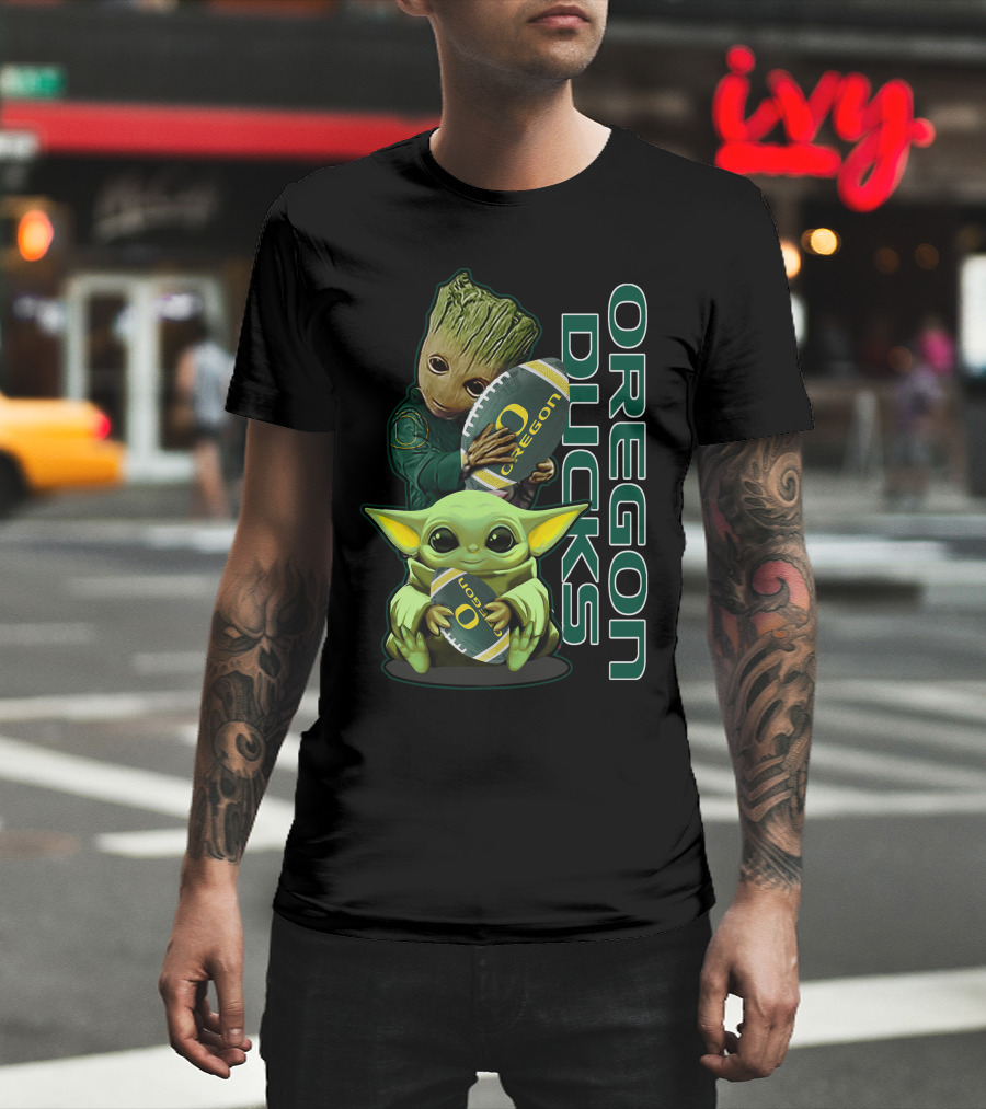 Groot Baby Yoda Oregon Ducks Football T-Shirt