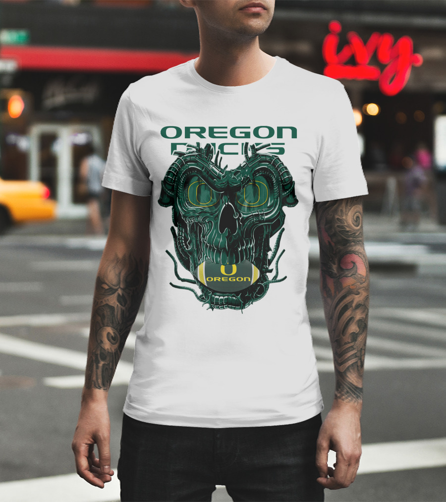 Oregon Ducks Dragonskull Football Fusion T-Shirt