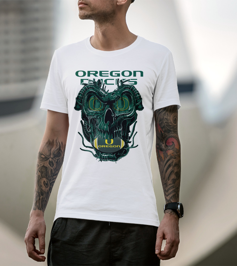 Oregon Ducks Dragonskull Football Fusion T-Shirt