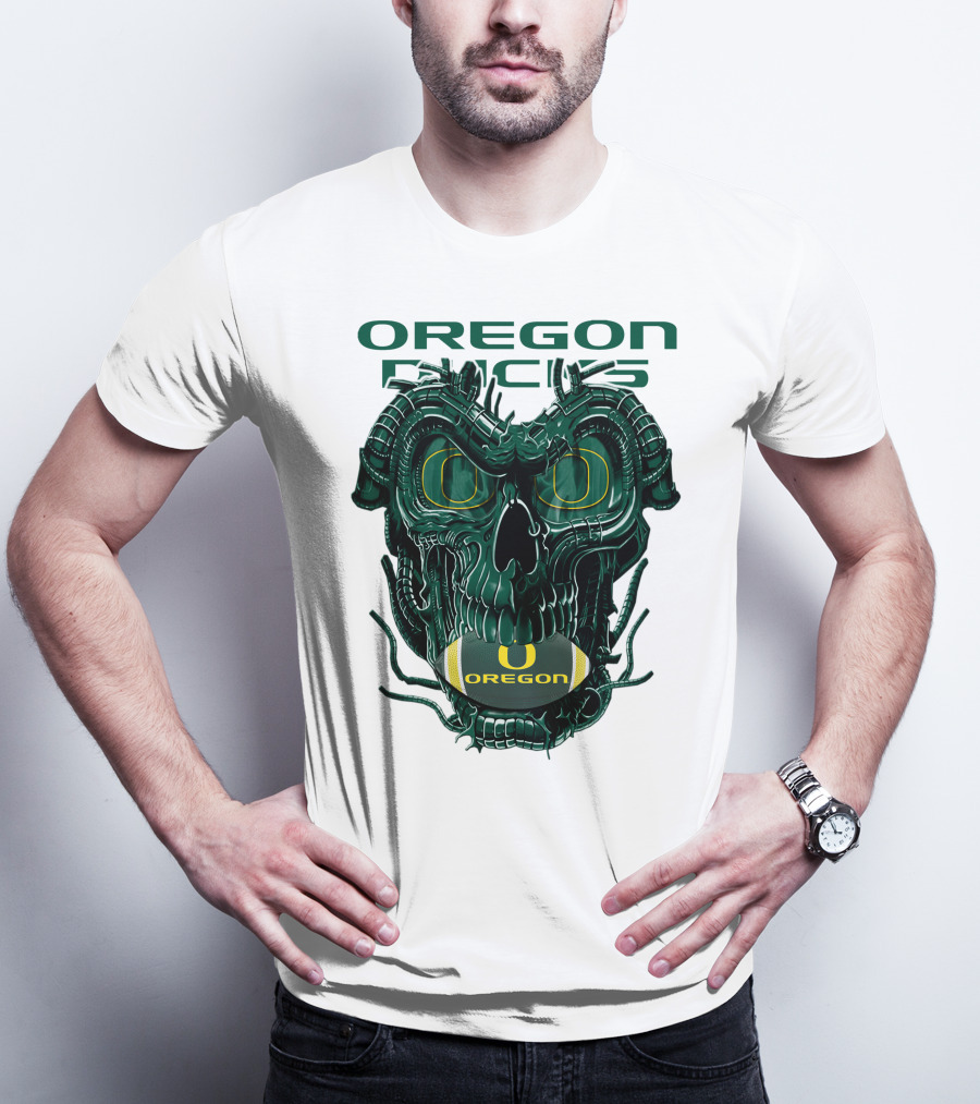 Oregon Ducks Dragonskull Football Fusion T-Shirt