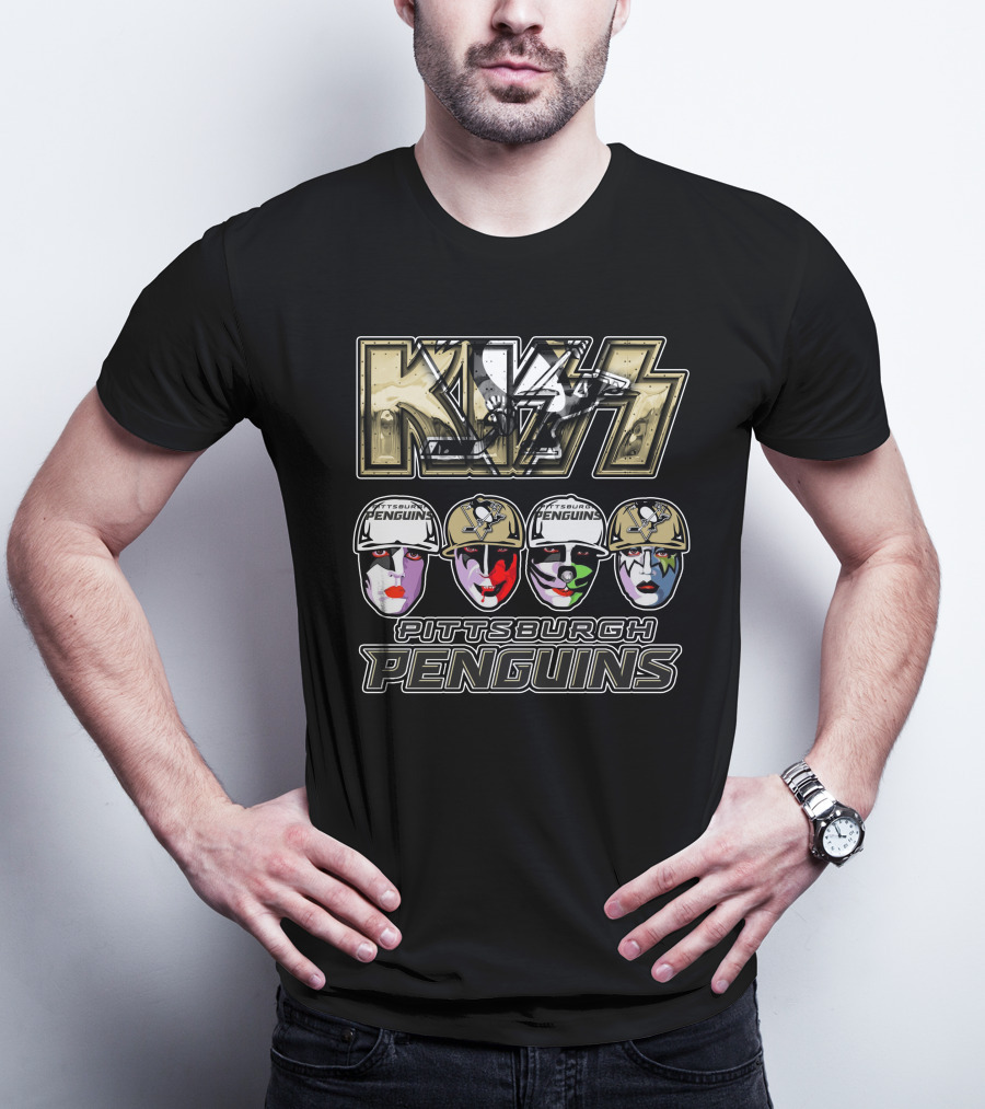 Kiss Pittsburgh Penguins Face Paint Hockey Collaboration T-Shirt