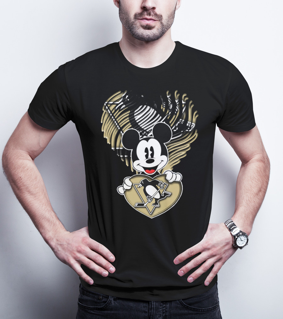 Mick Penguins Hockey Heart T-Shirt