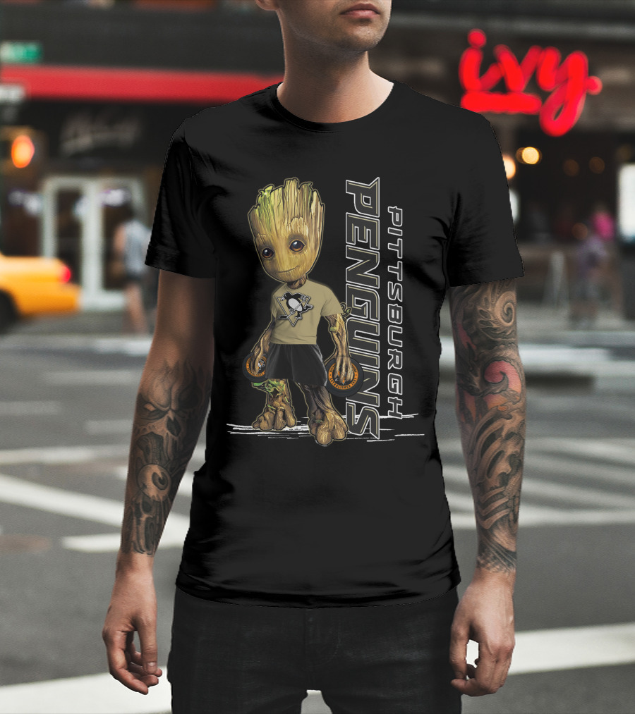 Groot Pittsburgh Penguins Hockey Fan Gear T-Shirt