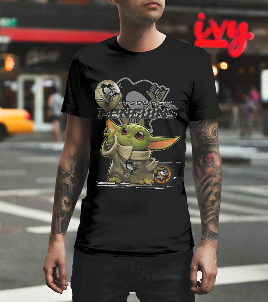 Yoda Pittsburgh Penguins Hockey Force Baby Alien T-Shirt
