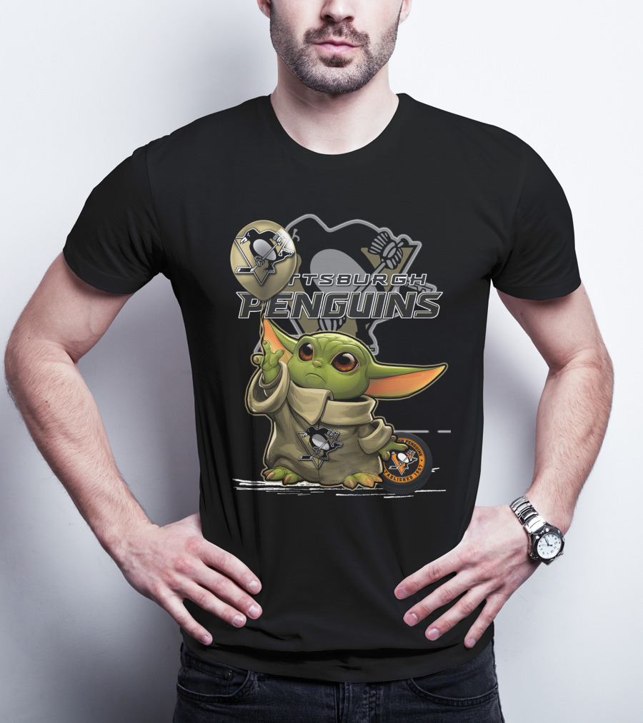 Yoda Pittsburgh Penguins Hockey Force Baby Alien T-Shirt