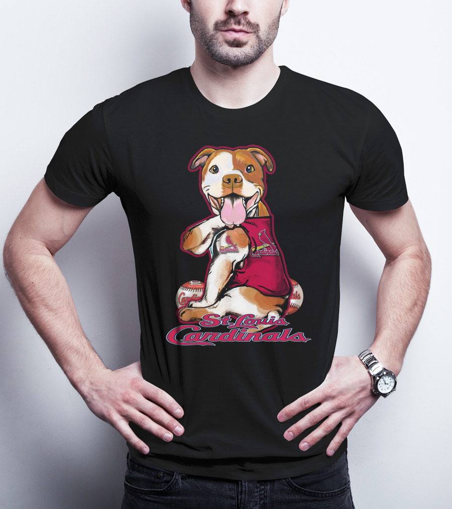 St. Louis Cardinals Pitbull Baseball Team Mascot T-Shirt
