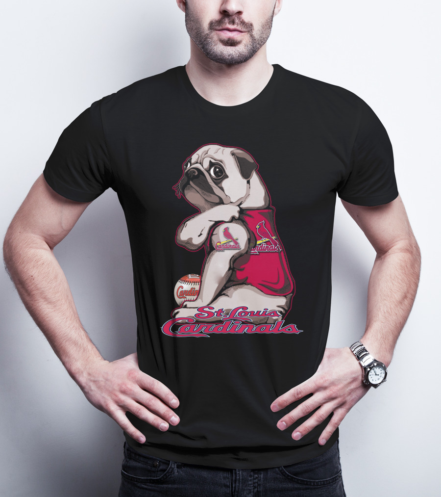 St. Louis Cardinals Pug With Baseball T-Shirt
