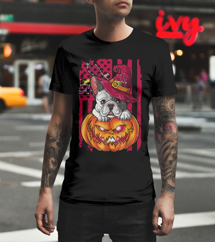Hlw Bulldog Pumpkin Witch Hat St. Louis Cardinals Halloween T-Shirt