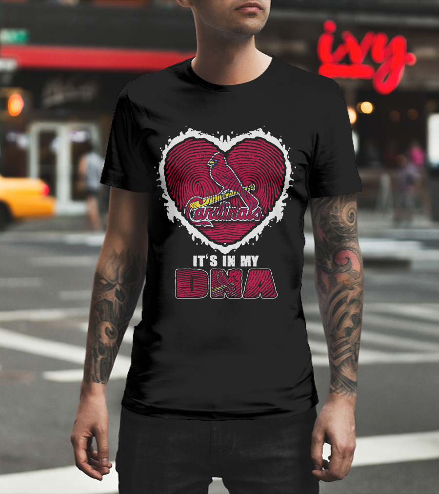 It's In My DNA Cardinals Heart Fingerprint T-Shirt
