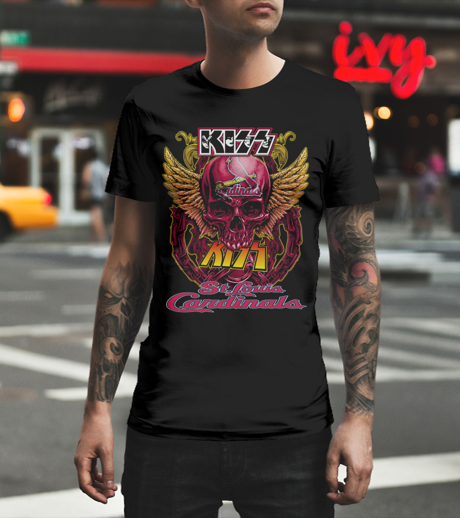Kiss Cardinals Skull Wings St. Louis Cardinals T-Shirt