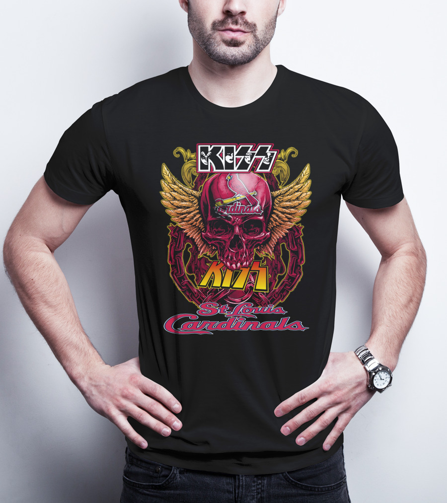 Kiss Cardinals Skull Wings St. Louis Cardinals T-Shirt
