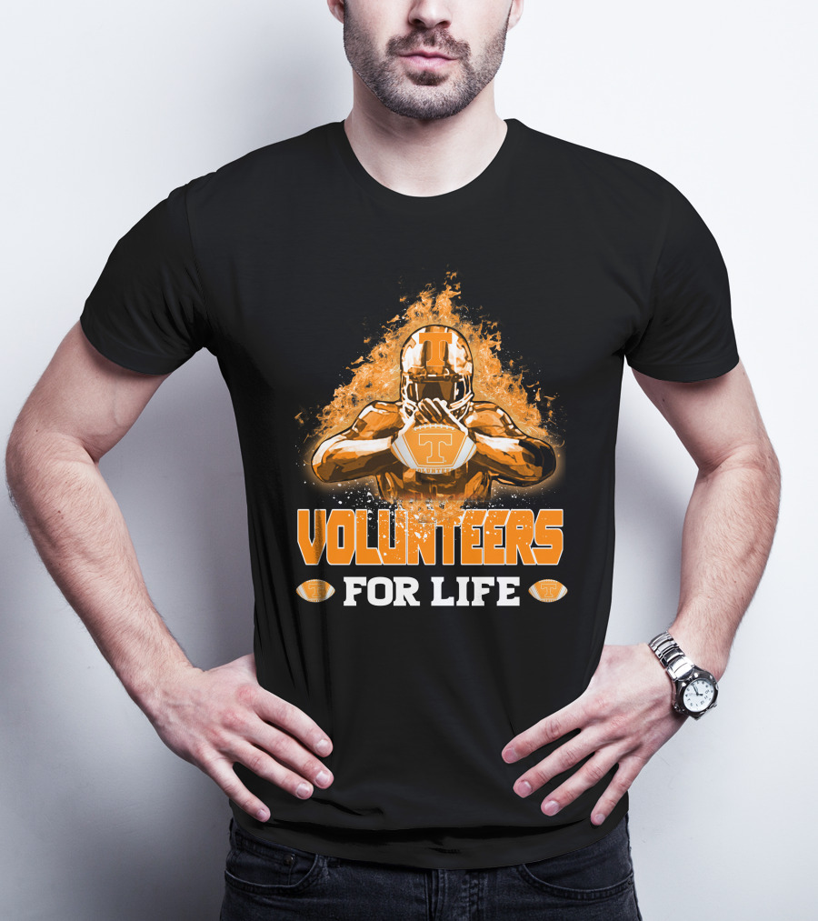Volunteers For Life Tennessee Football Player Flames T-Shirt
