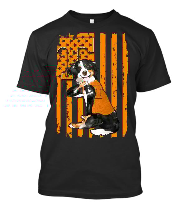 Border Collie Tennessee Volunteers I Love Mom American Flag T-Shirt