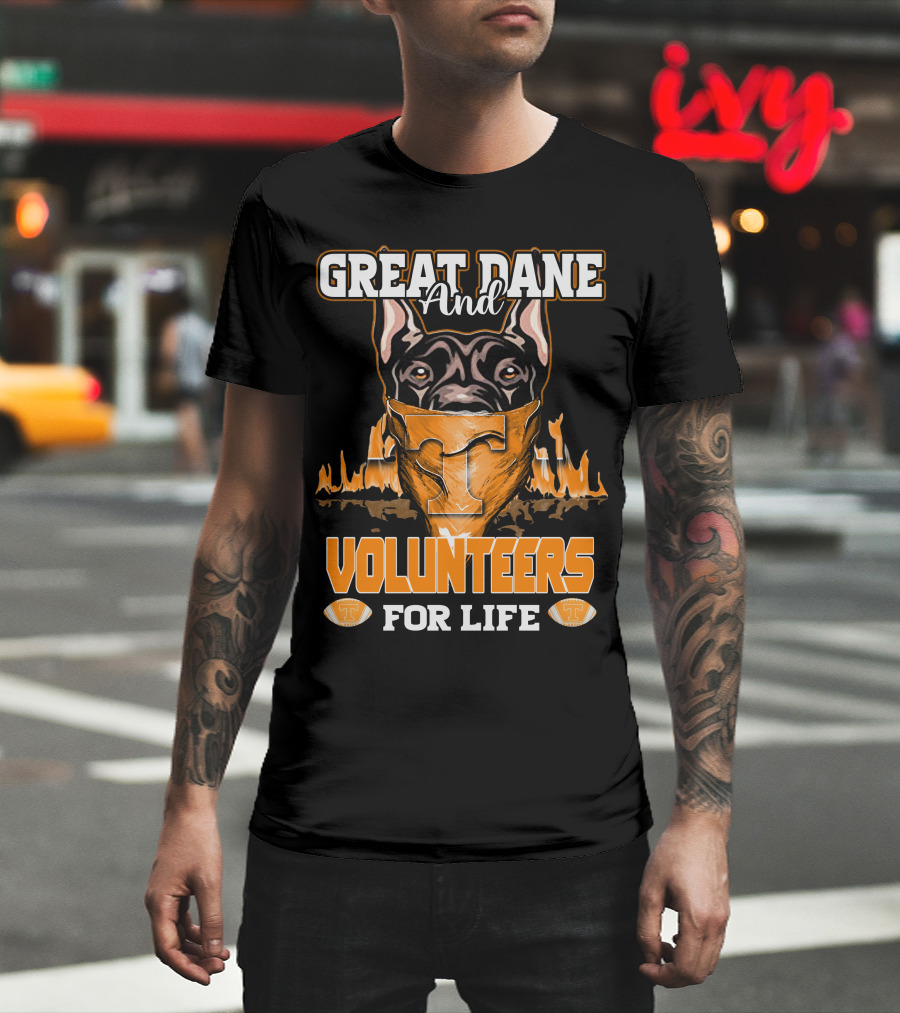 Great Dane And Volunteers For Life Tennessee T-Shirt