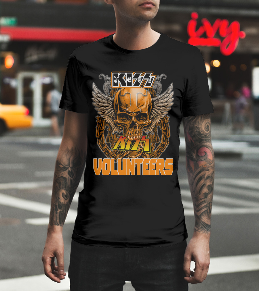 Kiss Tennessee Volunteers Skull Wings Chain T-Shirt