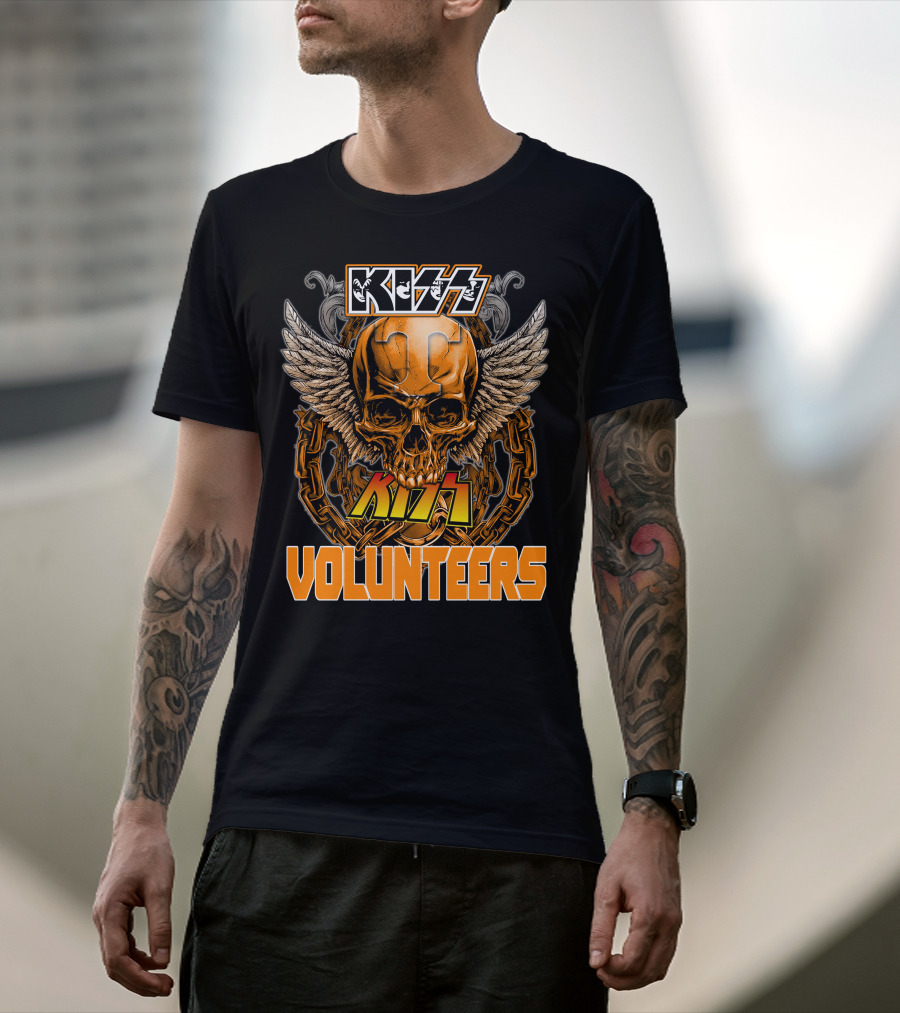 Kiss Tennessee Volunteers Skull Wings Chain T-Shirt