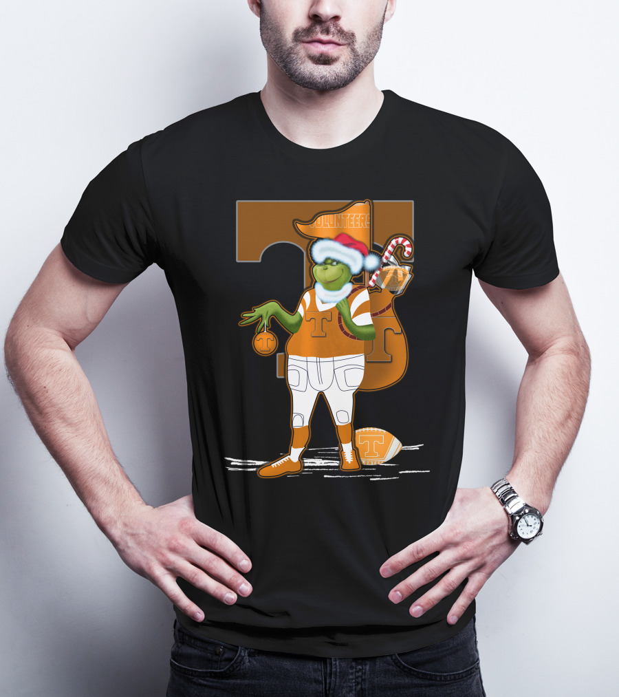 Grinchxmas Tennessee Volunteers Holiday Football Spirit T-Shirt