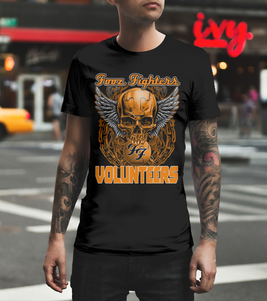 Fooz Fighters Volunteers Tennessee Skull Wings T-Shirt