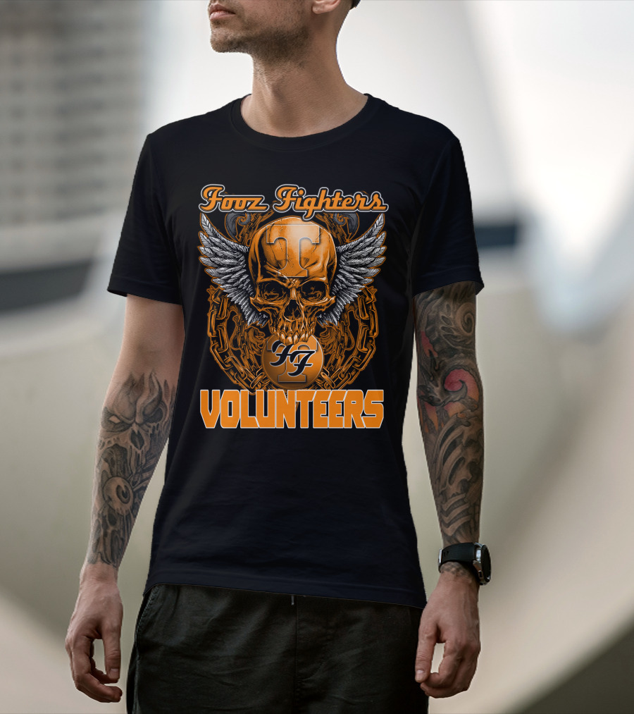 Fooz Fighters Volunteers Tennessee Skull Wings T-Shirt