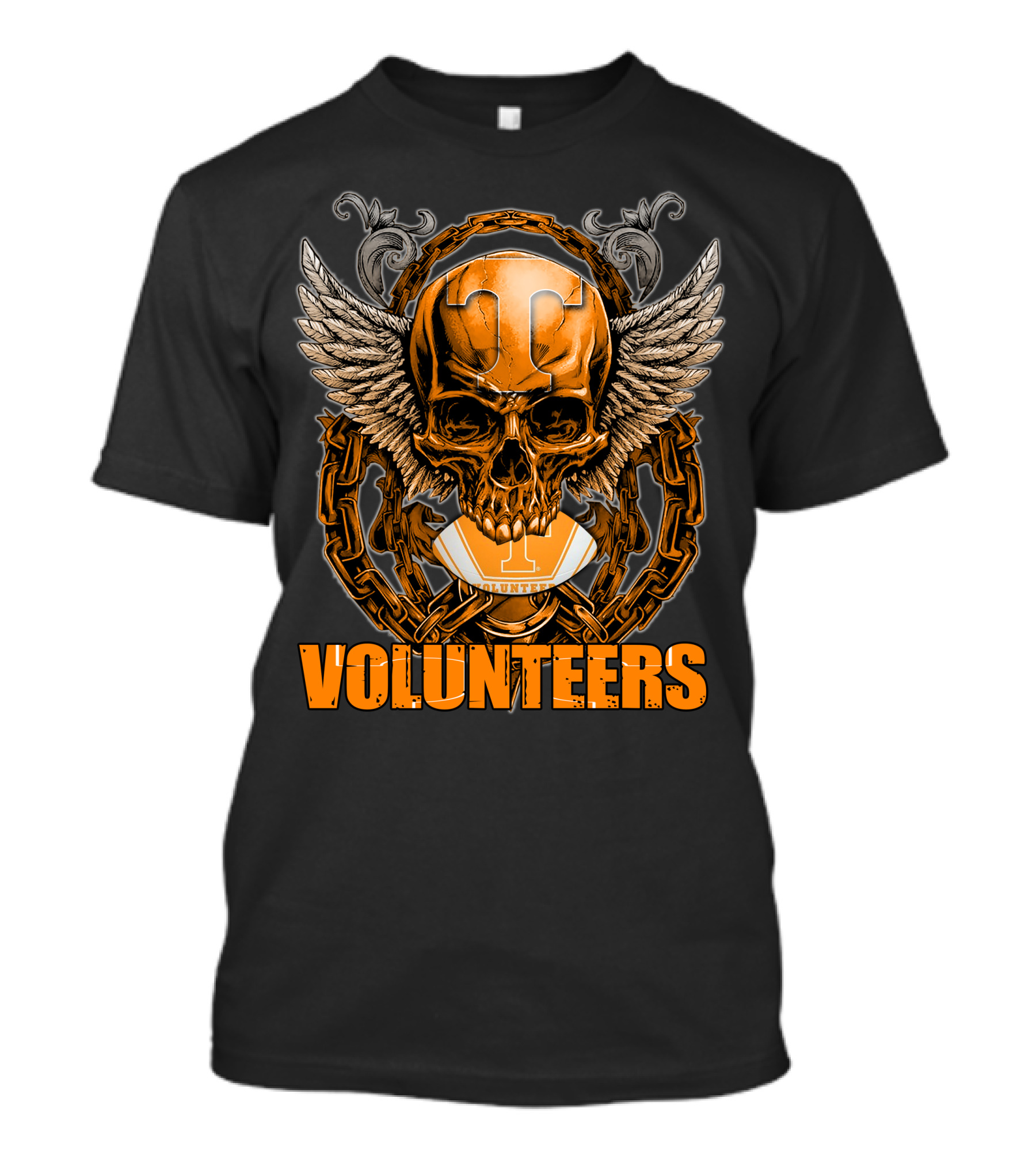 Winged Skull Tennessee Volunteers Football Orange Chains T-Shirt